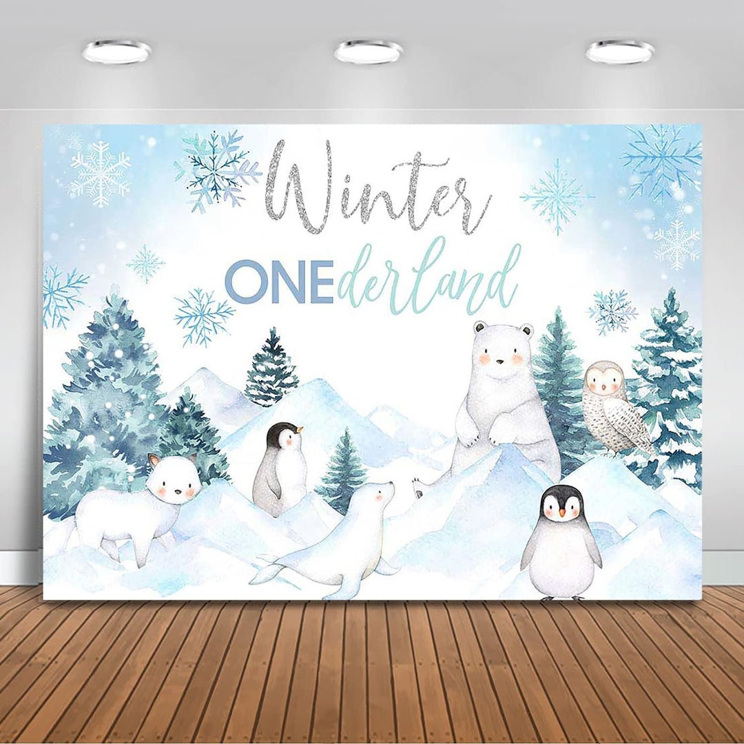 Winter Onederland Backdrop, Winter Woodland 1st Birthday Vinyl ...