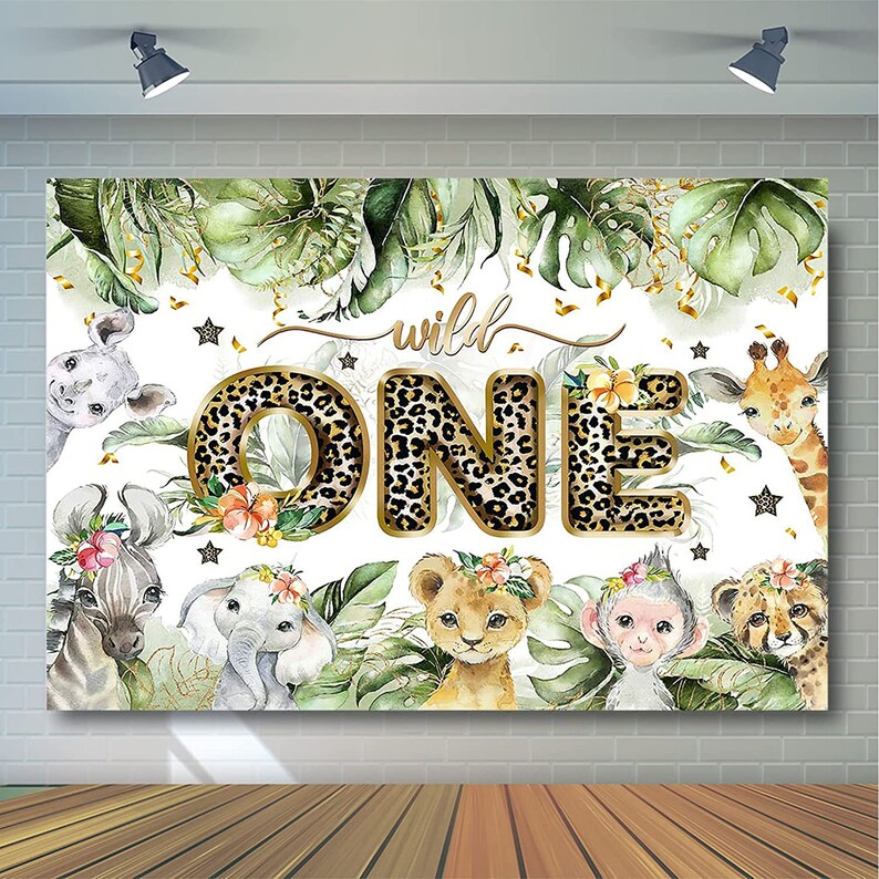 Wild One Backdrop Jungle Safari Animals 1st Birthday Vinyl - Etsy