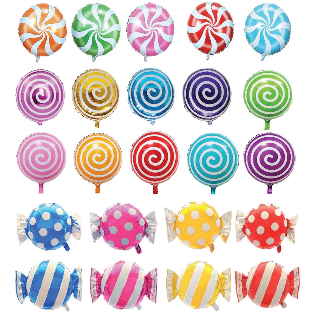 18" Sweet Candy Balloons 21pcs, Round Lollipop Balloon, Holiday ...