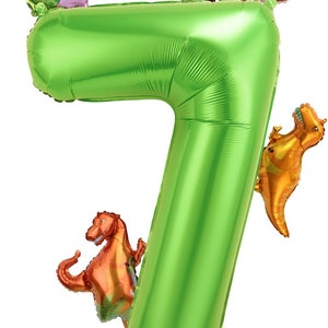Dinosaur Number Balloon 40 Inch Dinosaur Age Balloon, Green Dinosaur ...