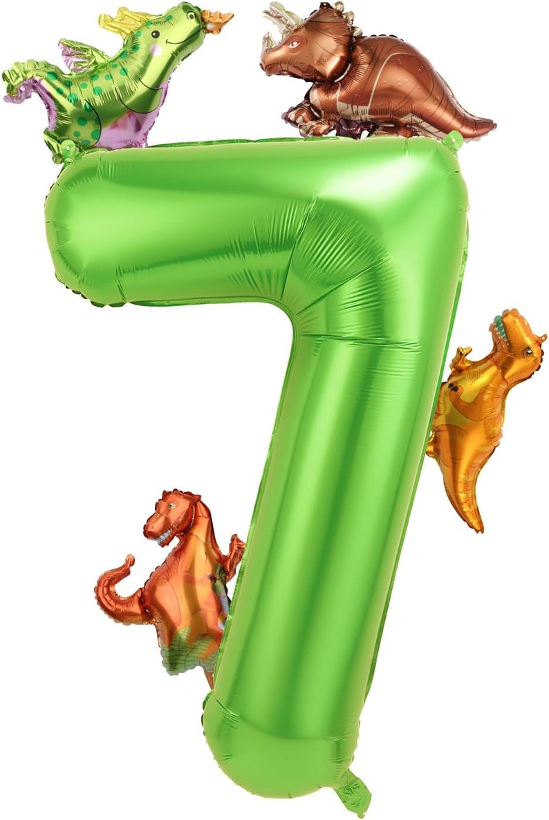 Dinosaur Number Balloon 40 Inch Dinosaur Age Balloon, Green Dinosaur ...