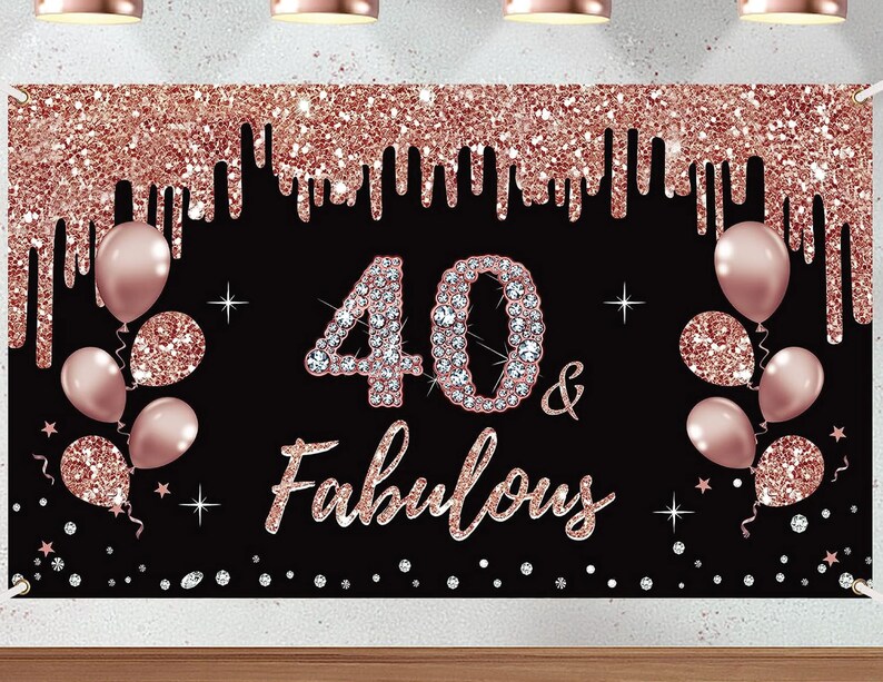 40th Birthday Banner Backdrop Decorations for Women Black Rose - Etsy