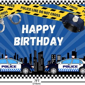 Police Birthday Backdrop 7x5ft, Officer Policeman SWAT Cop Car Vehicle ...