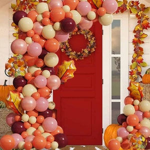 Fall Balloon Garland Arch Kit 138pcs Orange Blush Burgundy Rose Gold ...