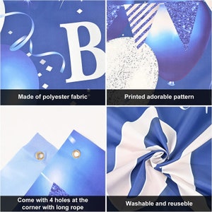 13th Birthday Banner Backdrop Decorations for Girl Boy Blue Silver ...