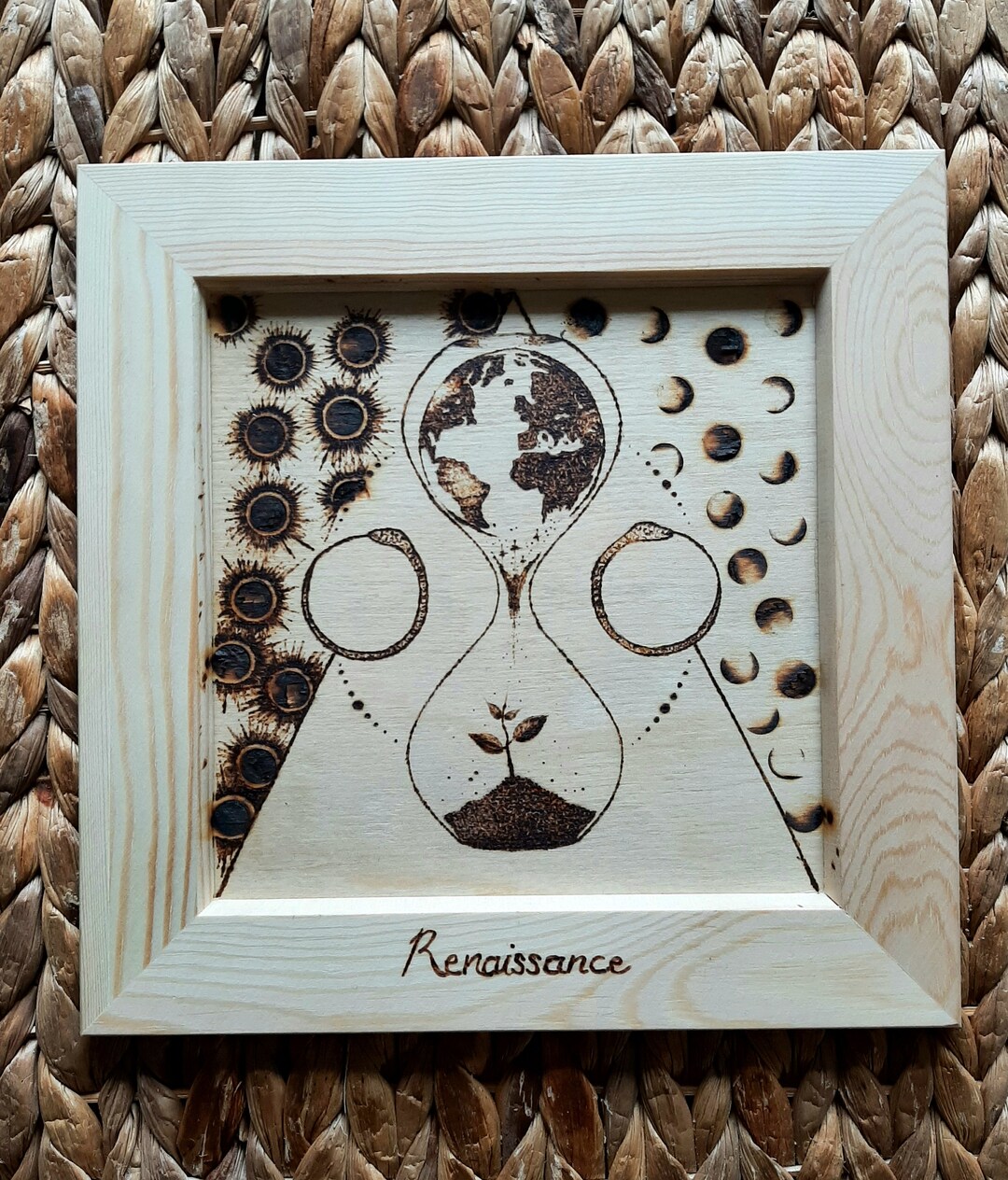 Renaissance & Symbols. Unique Handmade Pyrogravure 15x15cm. - Etsy