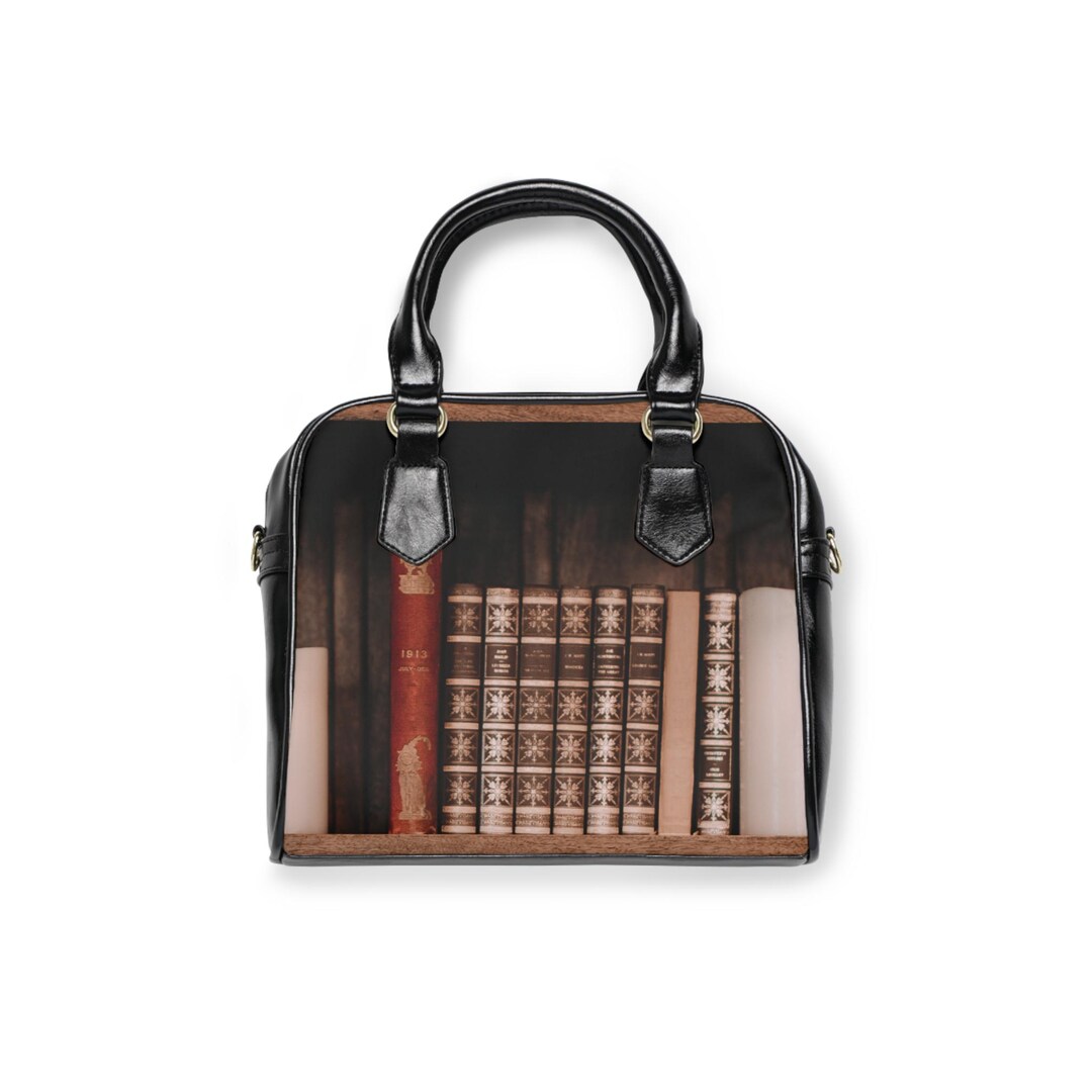 Book Print Shoulder Handbag, Literary Tote Bag, PU Leather - Etsy