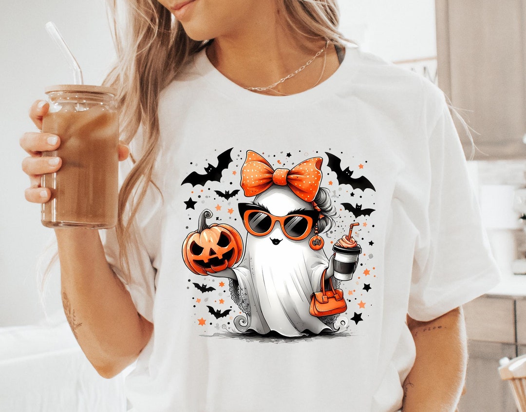 Halloween Funny Ghost Shirt, Cute Halloween Shirt, Halloween Women's Shirt, Spooky Season Shirt ...