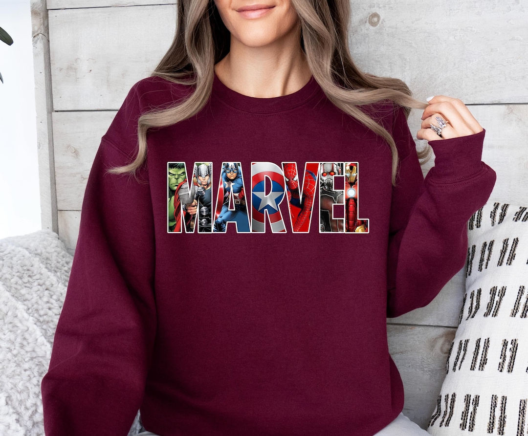 Marvel Classic Logo Sweatshirt, Marvel Hoodie, Marvel Sweater, Marvel ...