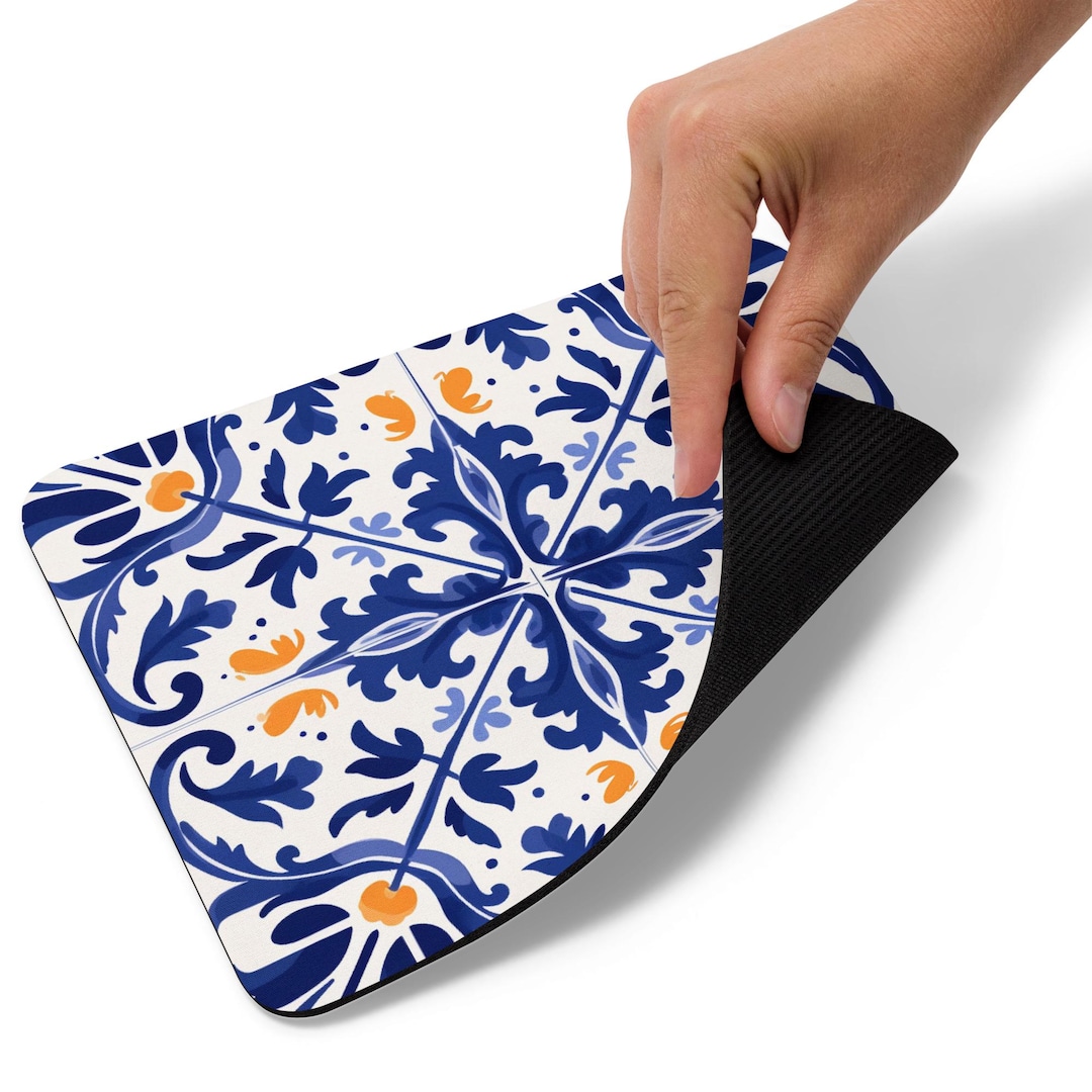 Azulejo Mouse Pad – Portuguese Tile Design – Blue White Vintage – Boho ...
