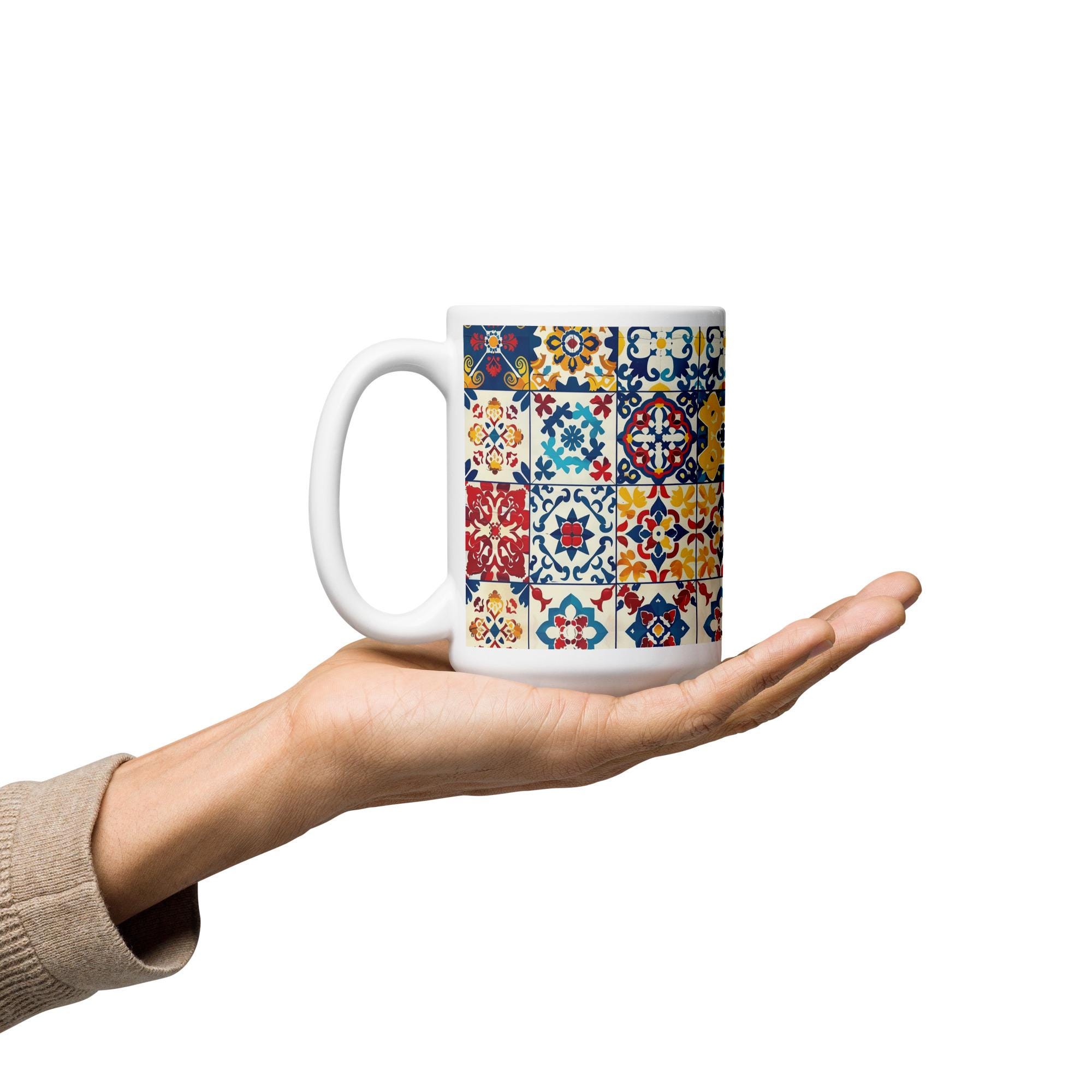 Portuguese Azulejo Mug – Tile Pattern Coffee Cup – Portugal Ceramic ...