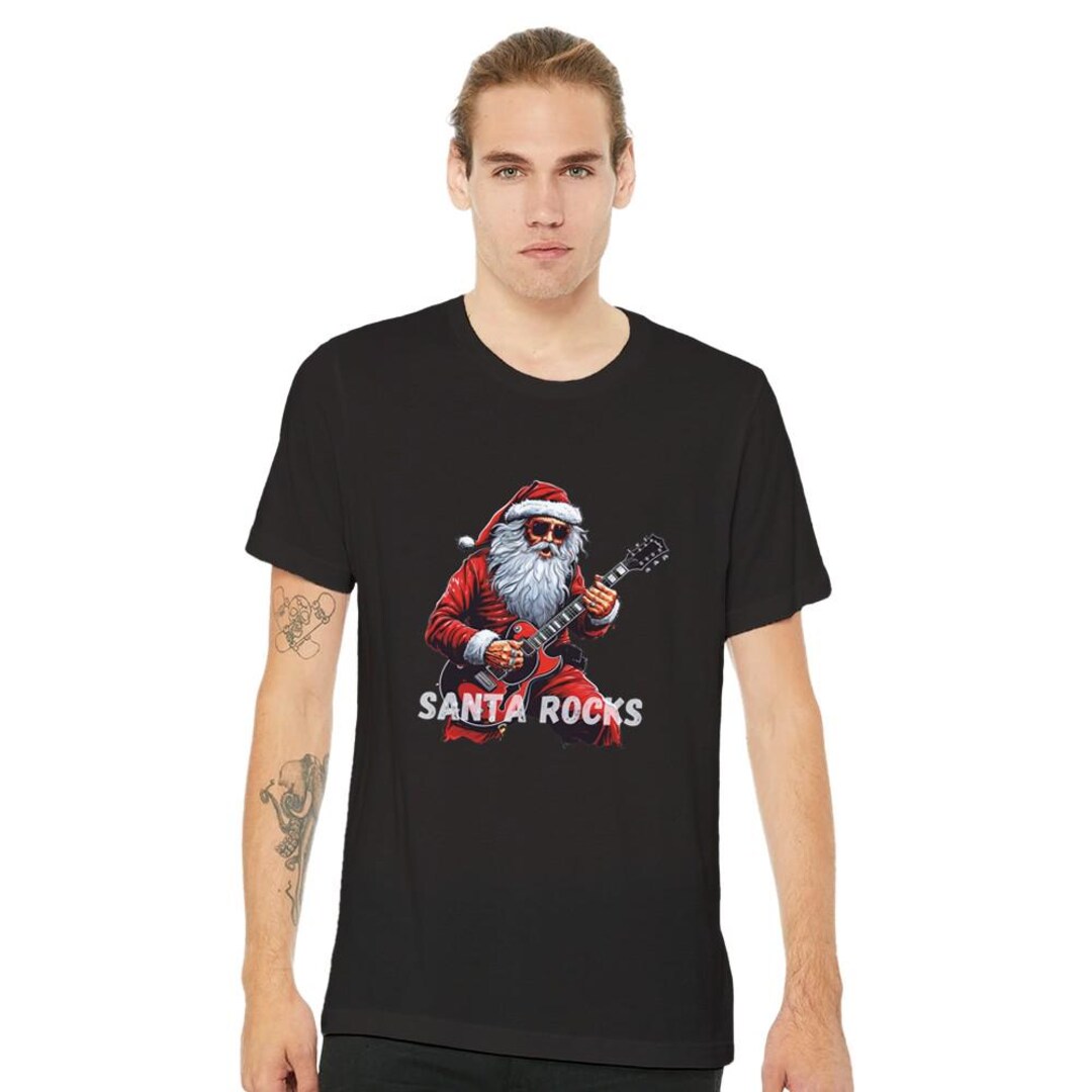 Santa Claus Rocks, Rockstar, Christmas, Premium Unisex T-shirt 100% ...