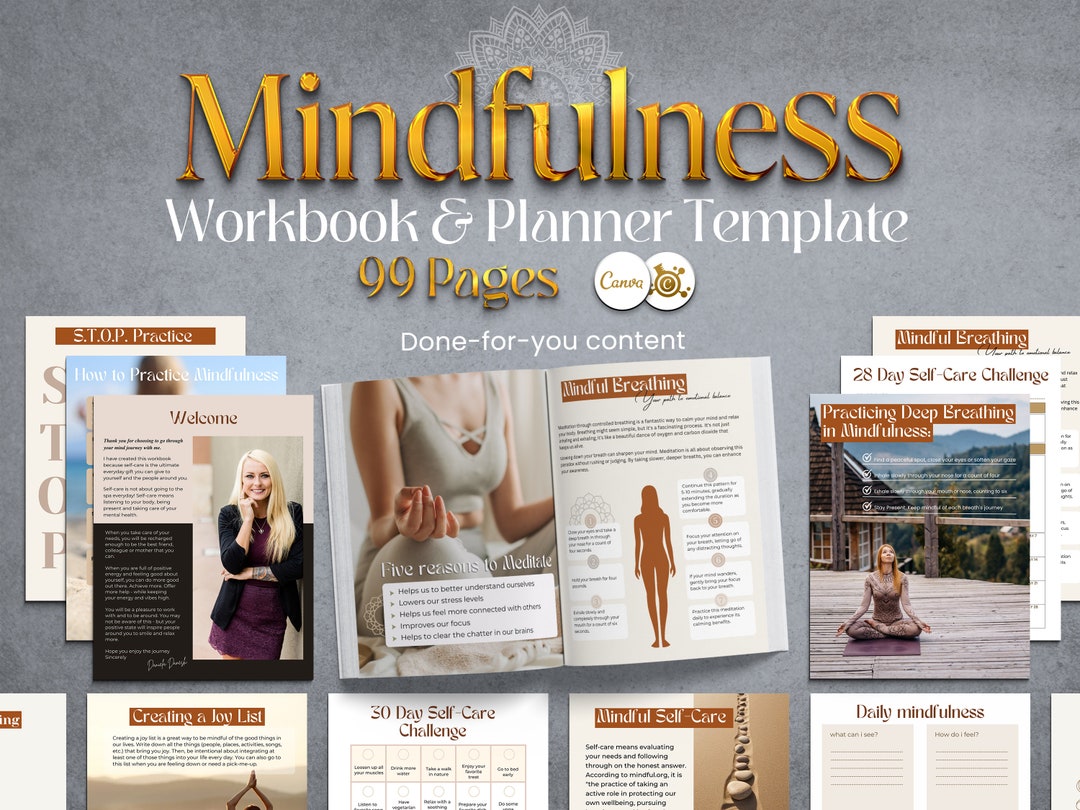 Mindfulness Journal Canva Template, Coaching Templates, Mindfulness ...