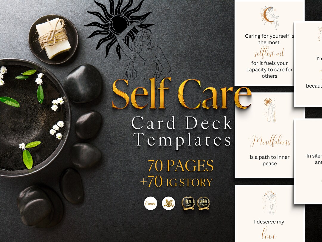 Self Care Card Deck Canva Template, Mental Health Templates, Mindset ...