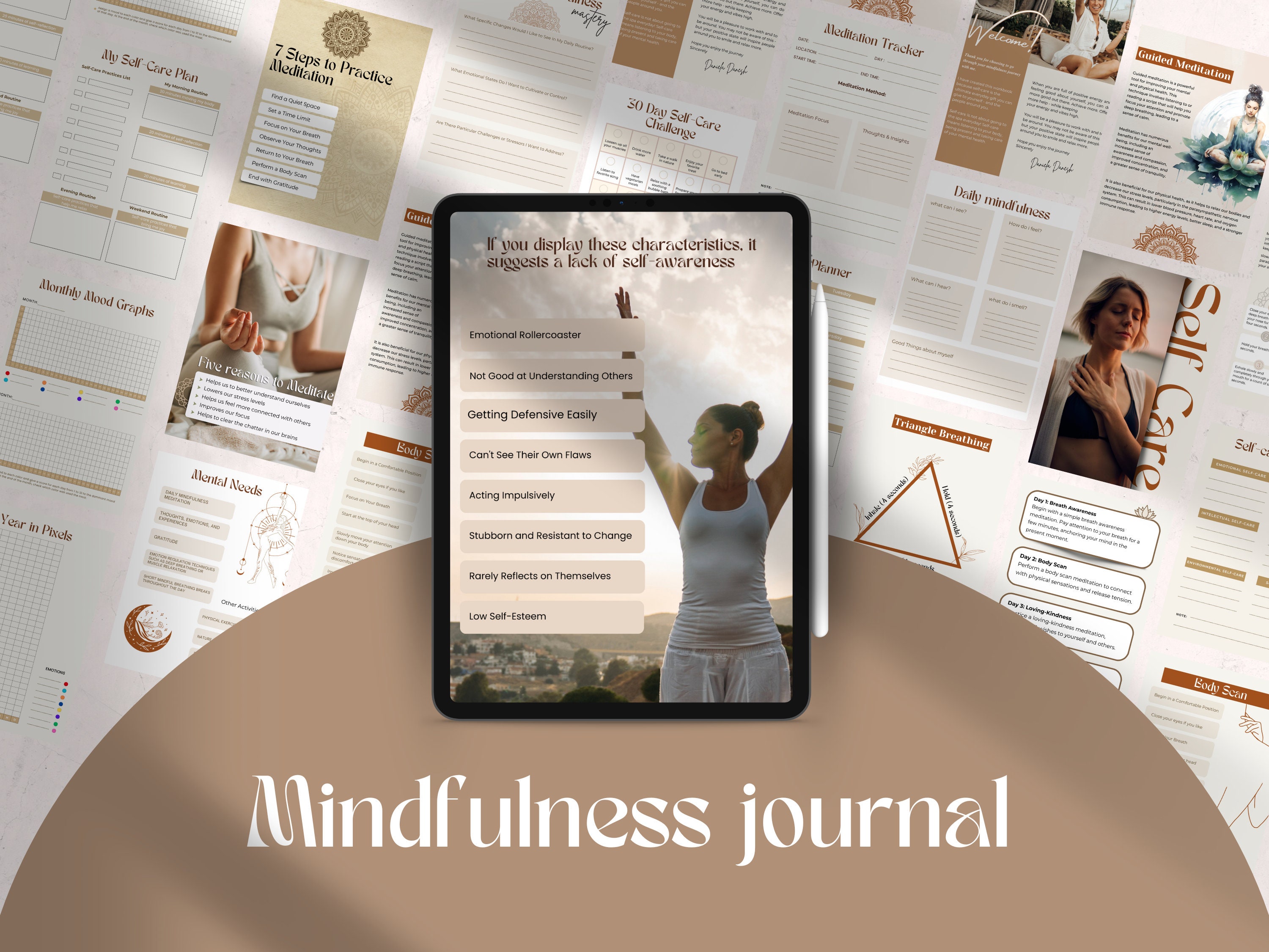 Editable Mindfulness Workbook Canva Templates, Mental Health Journal ...