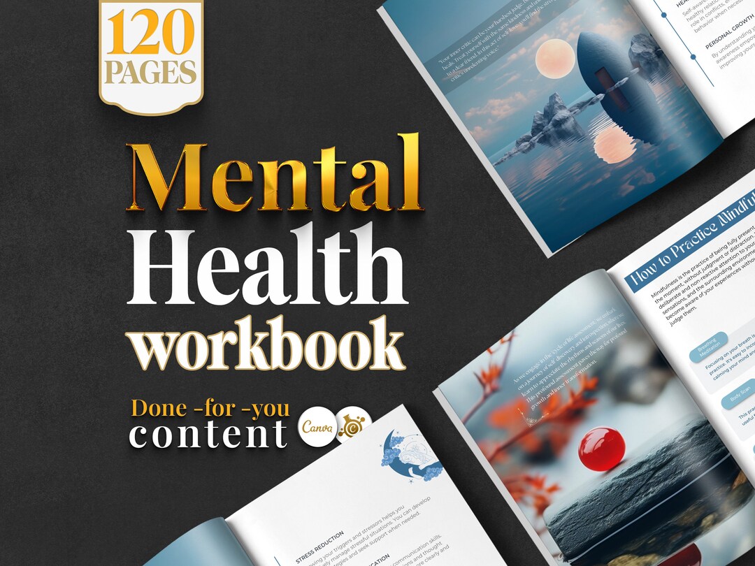 Editable Mental Health Workbook Canva Template: Wellness Planner ...