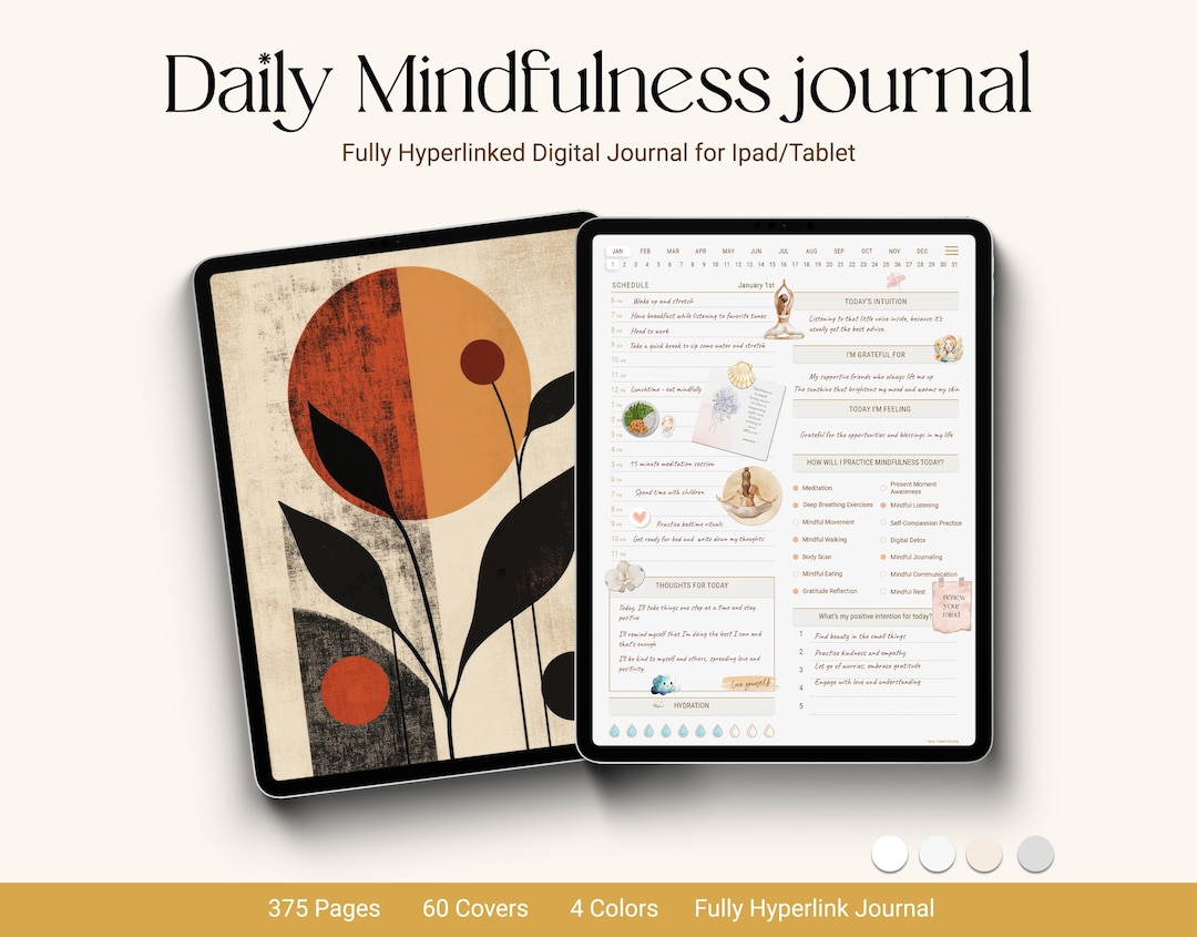 Daily Mindfulness Journal, Daily Mental Health Journal, Digital ...