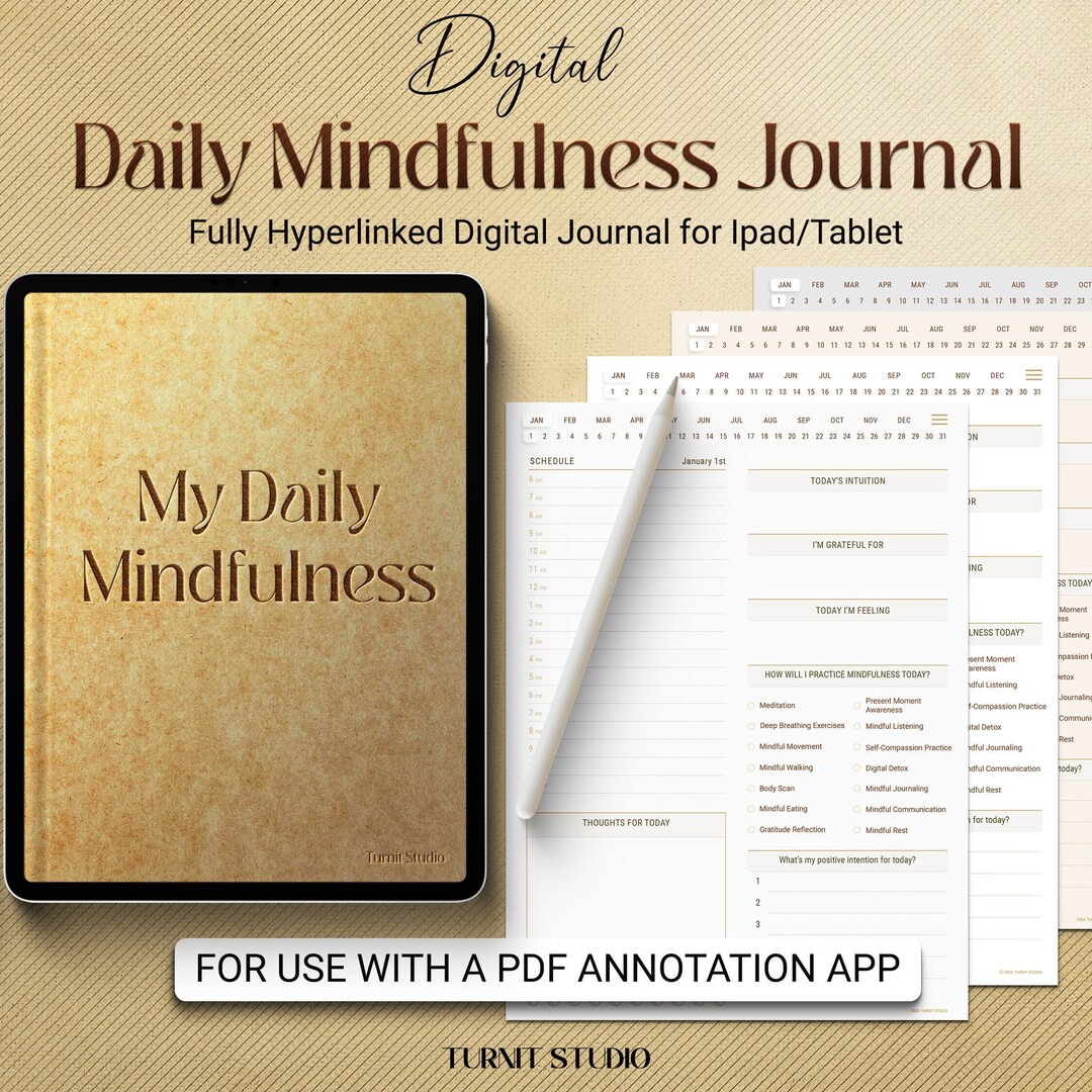 Daily Mindfulness Journal, Daily Mental Health Journal, Digital ...