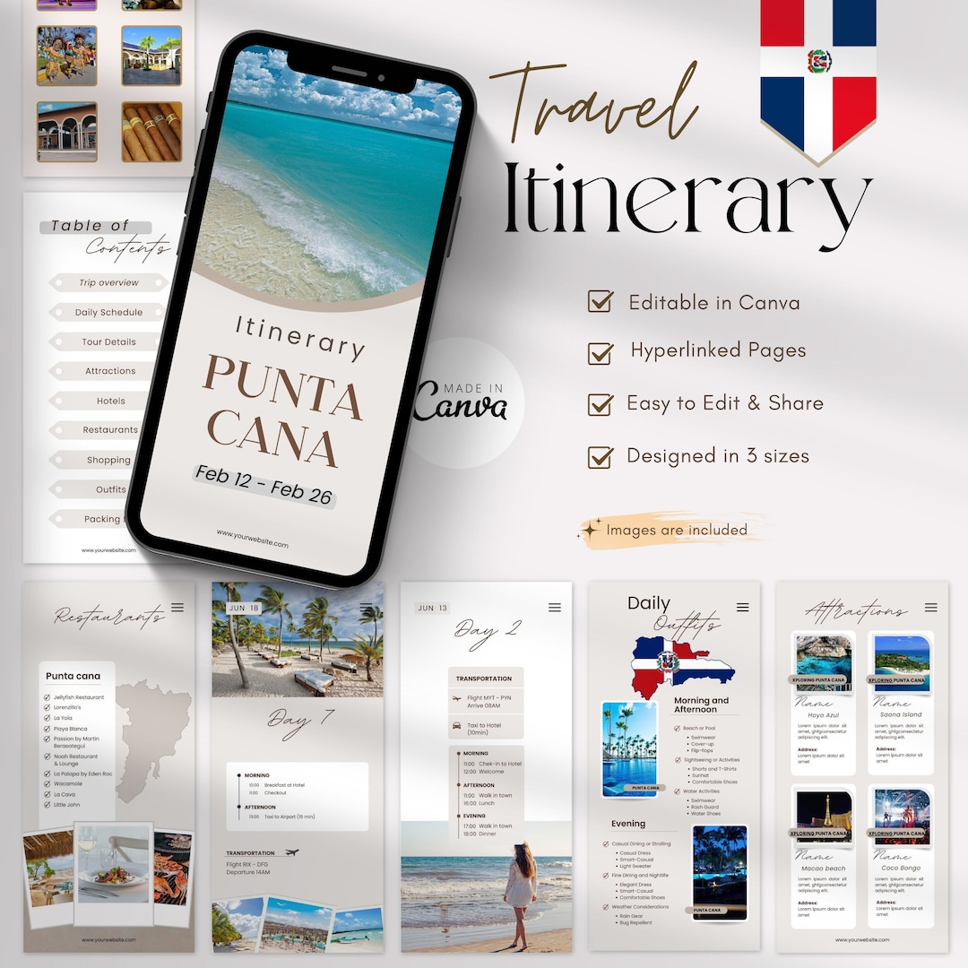 Travel Itinerary Template, Printable Travel Guide, Travel Agent Planner ...