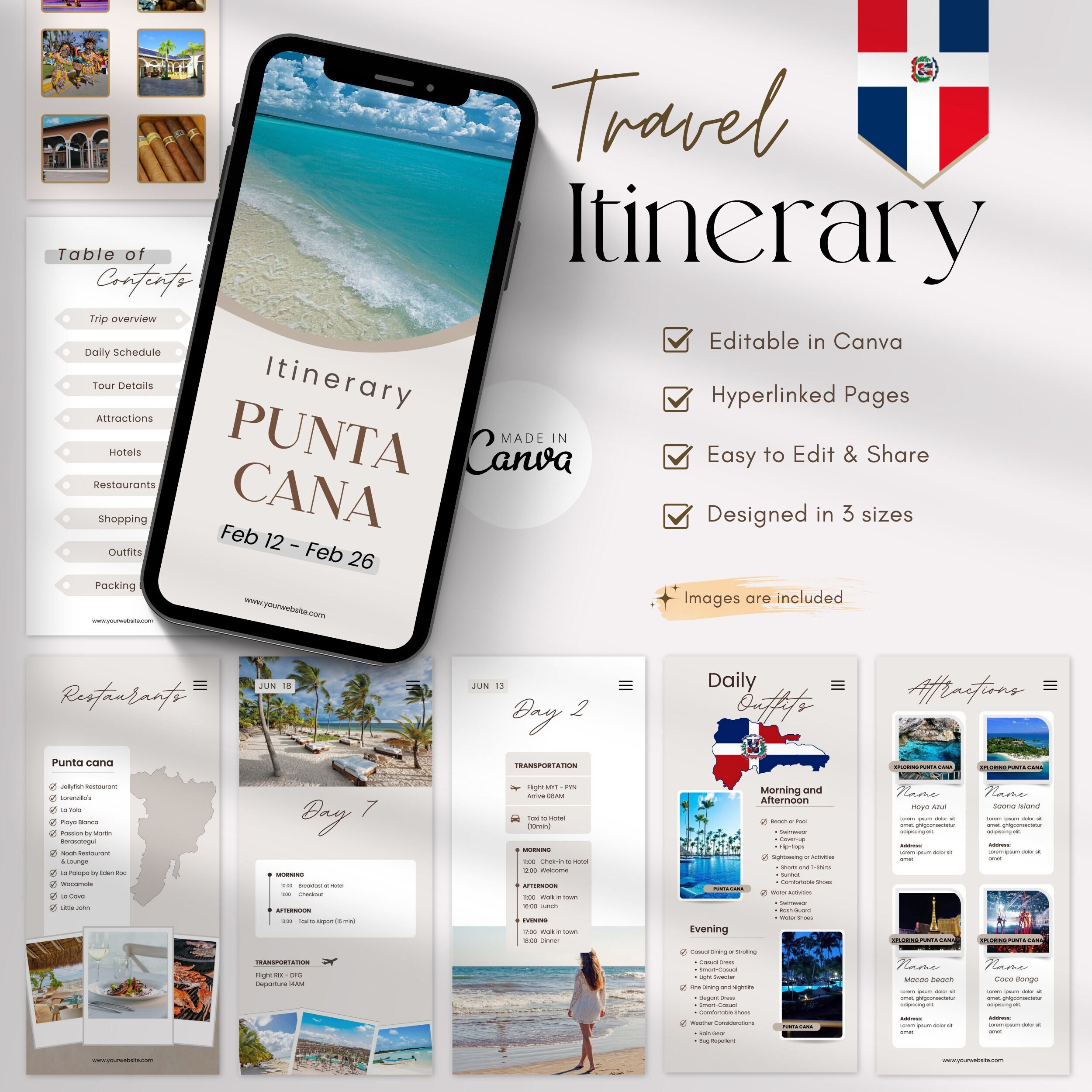 Punta Cana Travel Itinerary Template, Printable Travel Guide, Travel ...