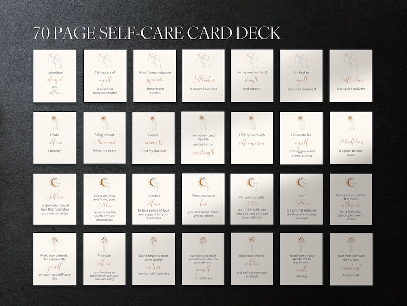 Self Care Card Deck Canva Template, Mental Health Templates, Mindset ...