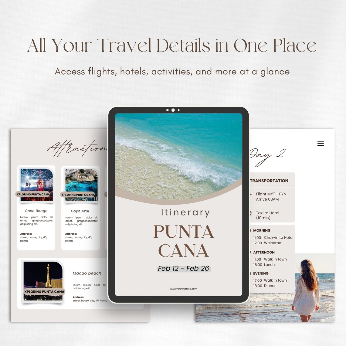 Travel Itinerary Template, Printable Travel Guide, Travel Agent Planner ...