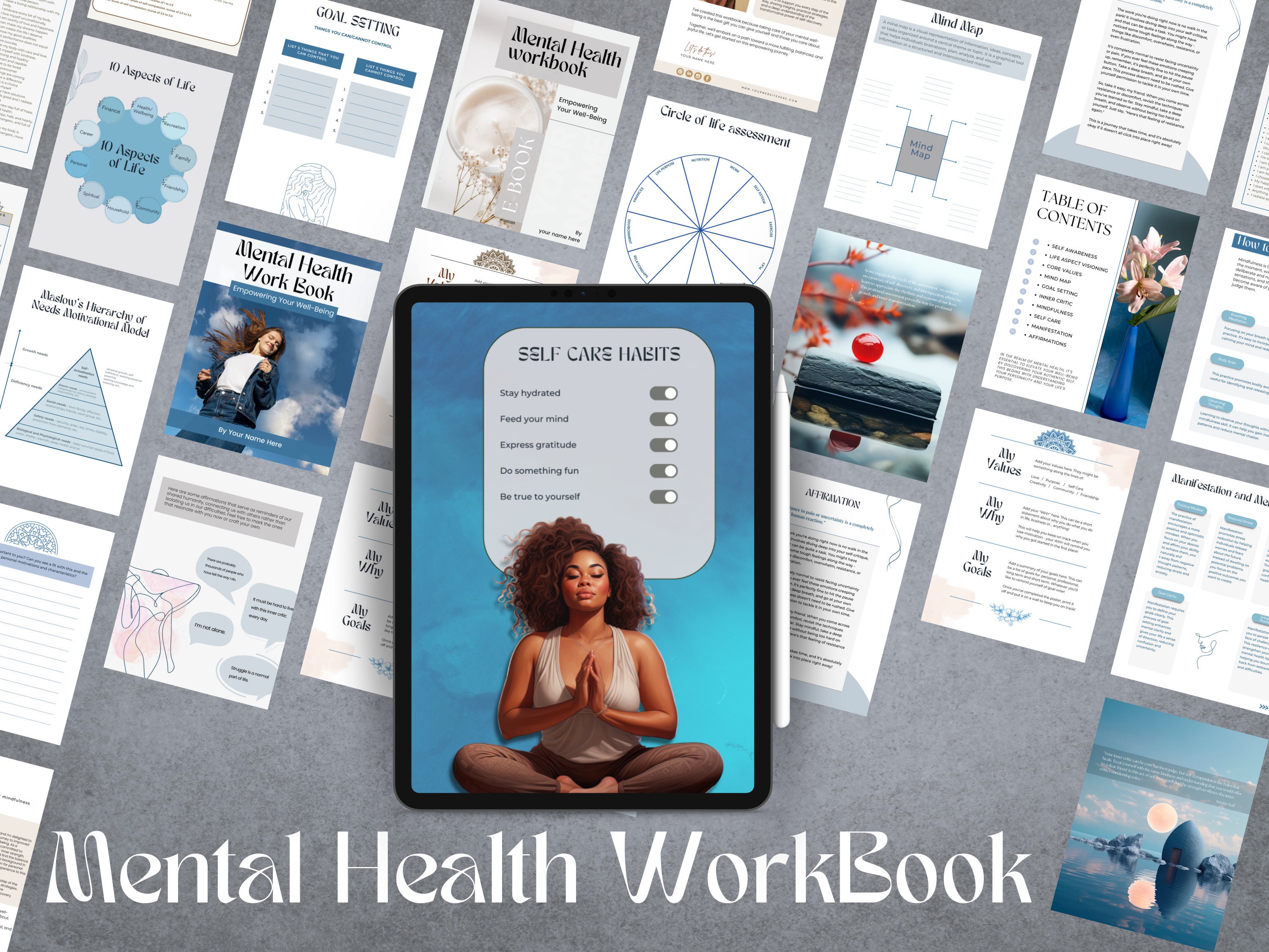 Editable Mental Health Workbook Canva Template: Wellness Planner ...