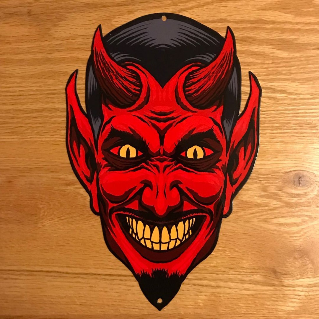 Devil Head Metal Sign - Etsy