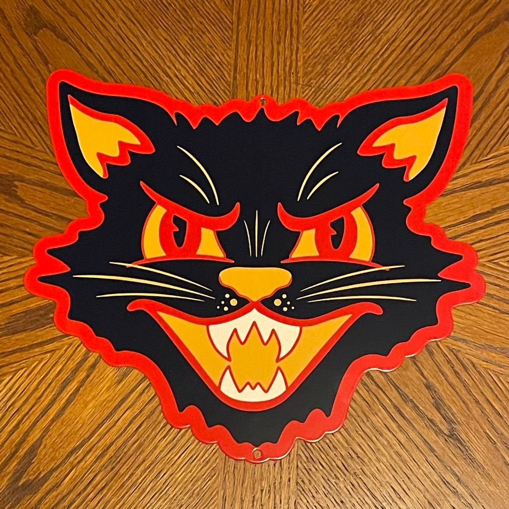 Vintage Cat Metal Sign - Etsy