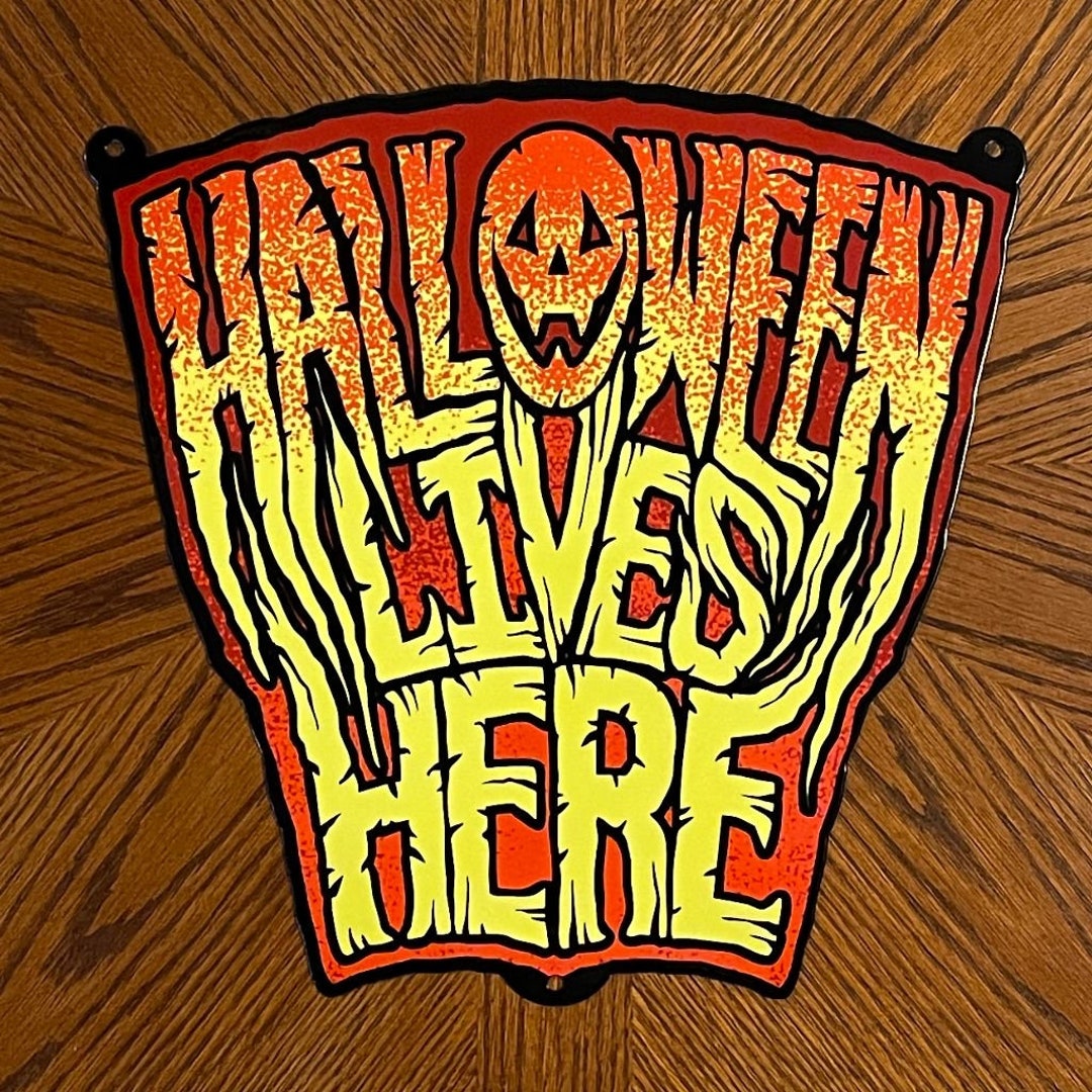 Halloween Lives Here Metal Sign - Etsy