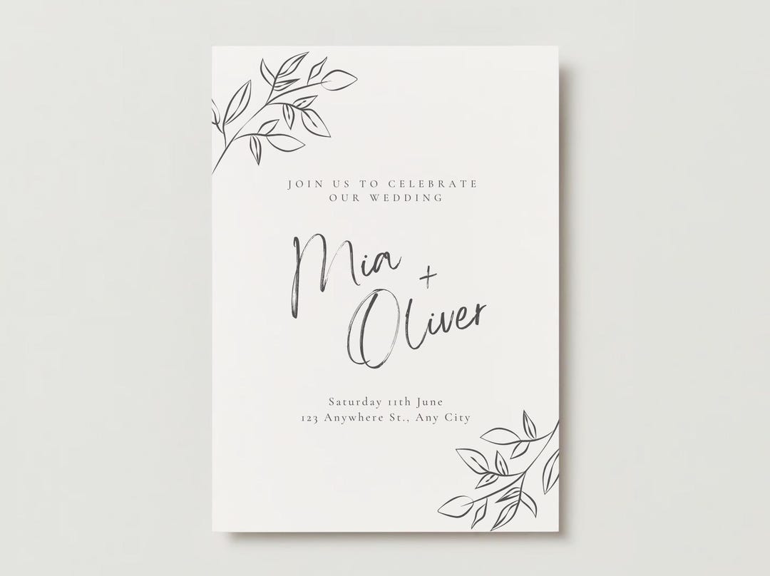 Elegant Botanical Invitation Template - Etsy