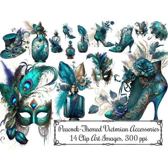 Teal Peacock Feather Clip Art