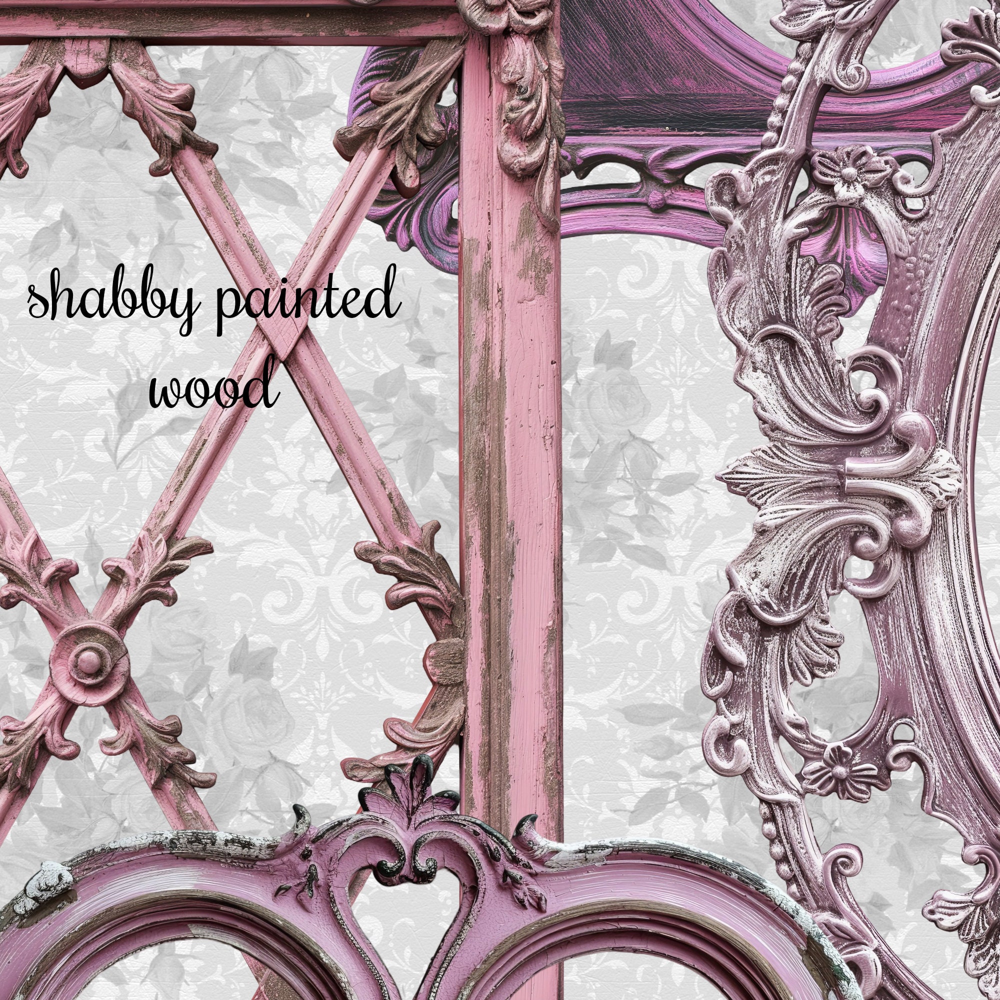 Shabby Dusty Pink Frame Overlays, Painted Wood Clip Art PNG Frames ...