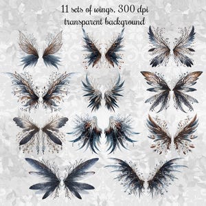 Winter Woodland Fairy Wings Clip Art, Fantasy Wing Overlays Digital Art ...