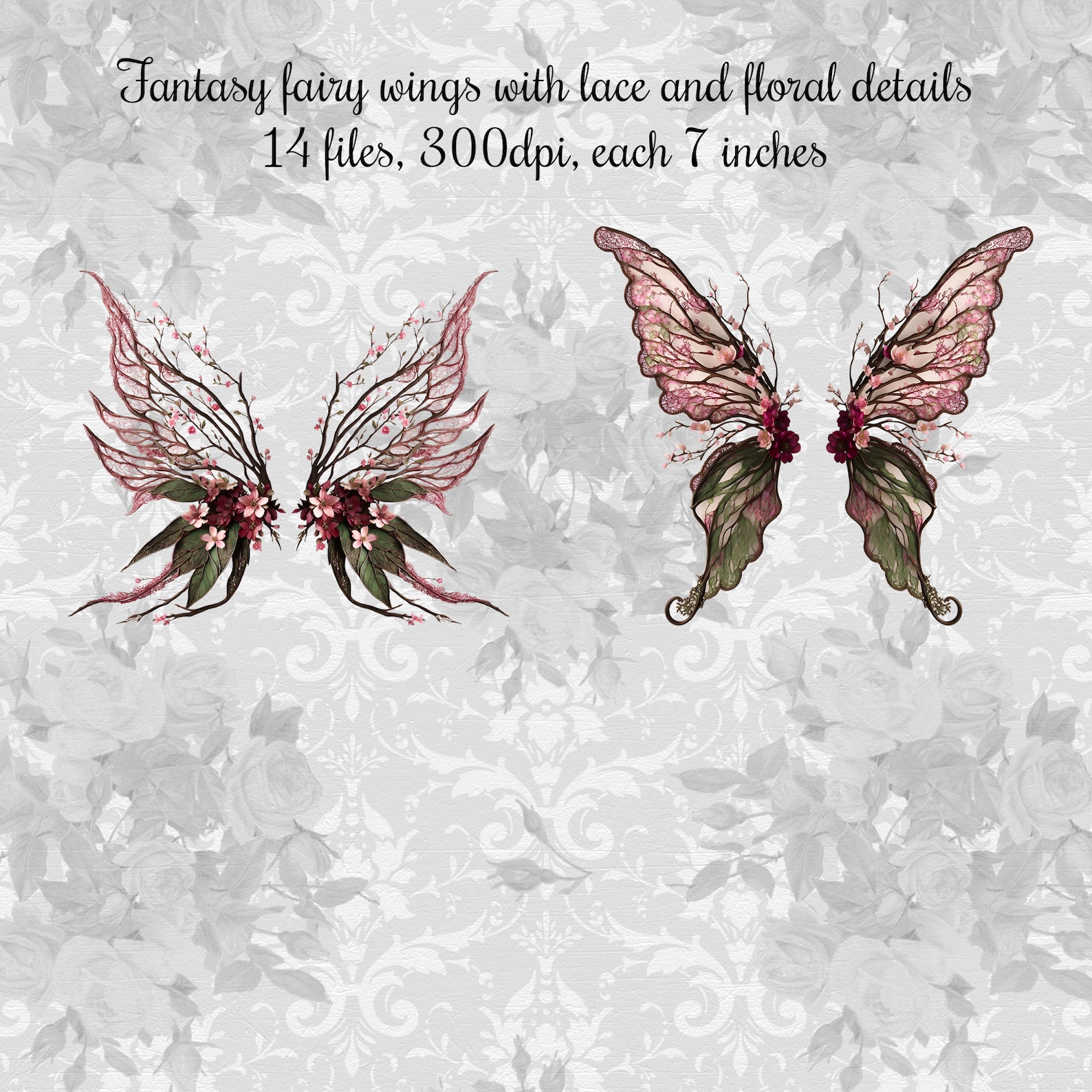 Woodland Fantasy Fairy Wings Clip Art, PNG Overlays Digital Art Instant ...