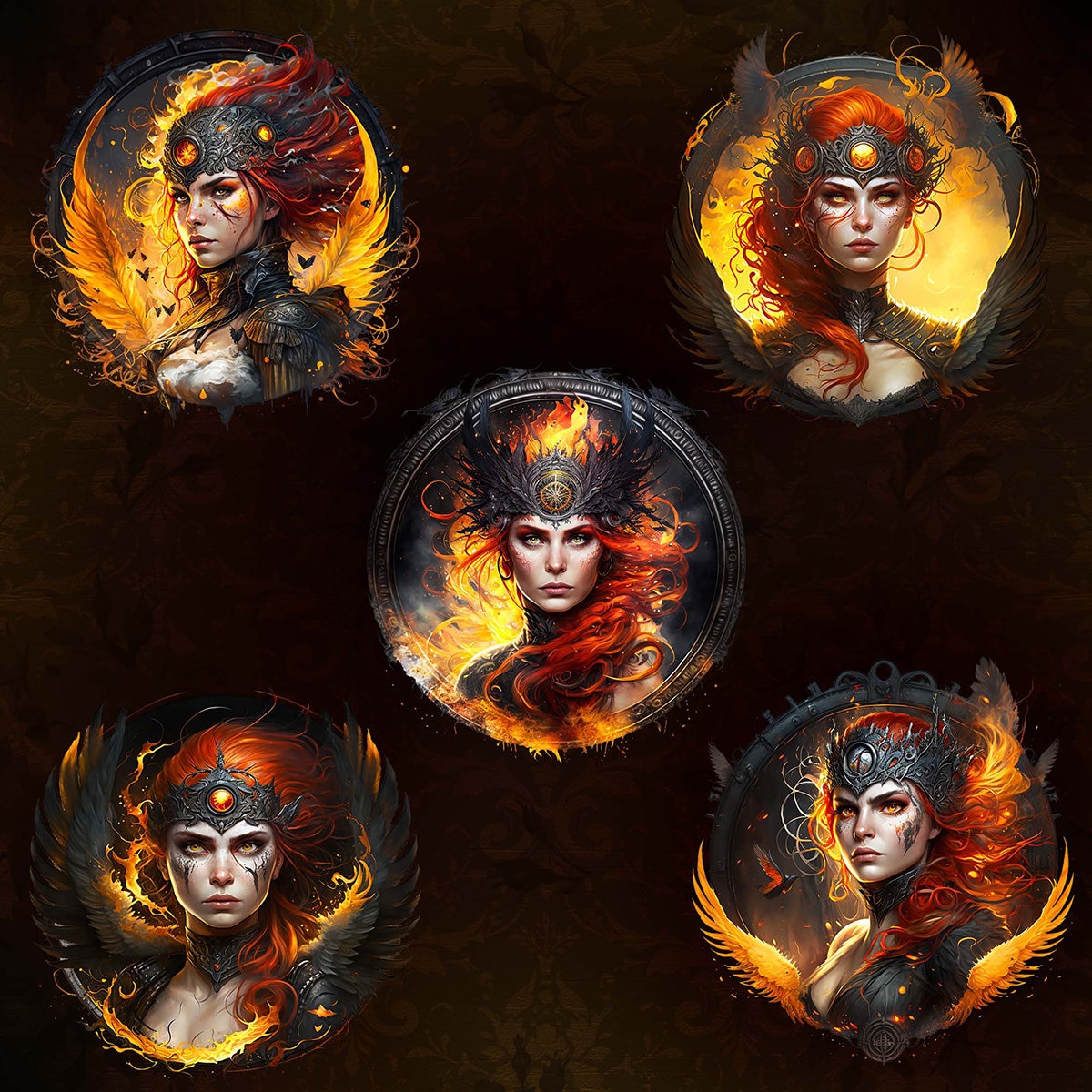 Fallen Phoenix Fantasy Ladies Clip Art, Dark Gothic Angels With Black ...