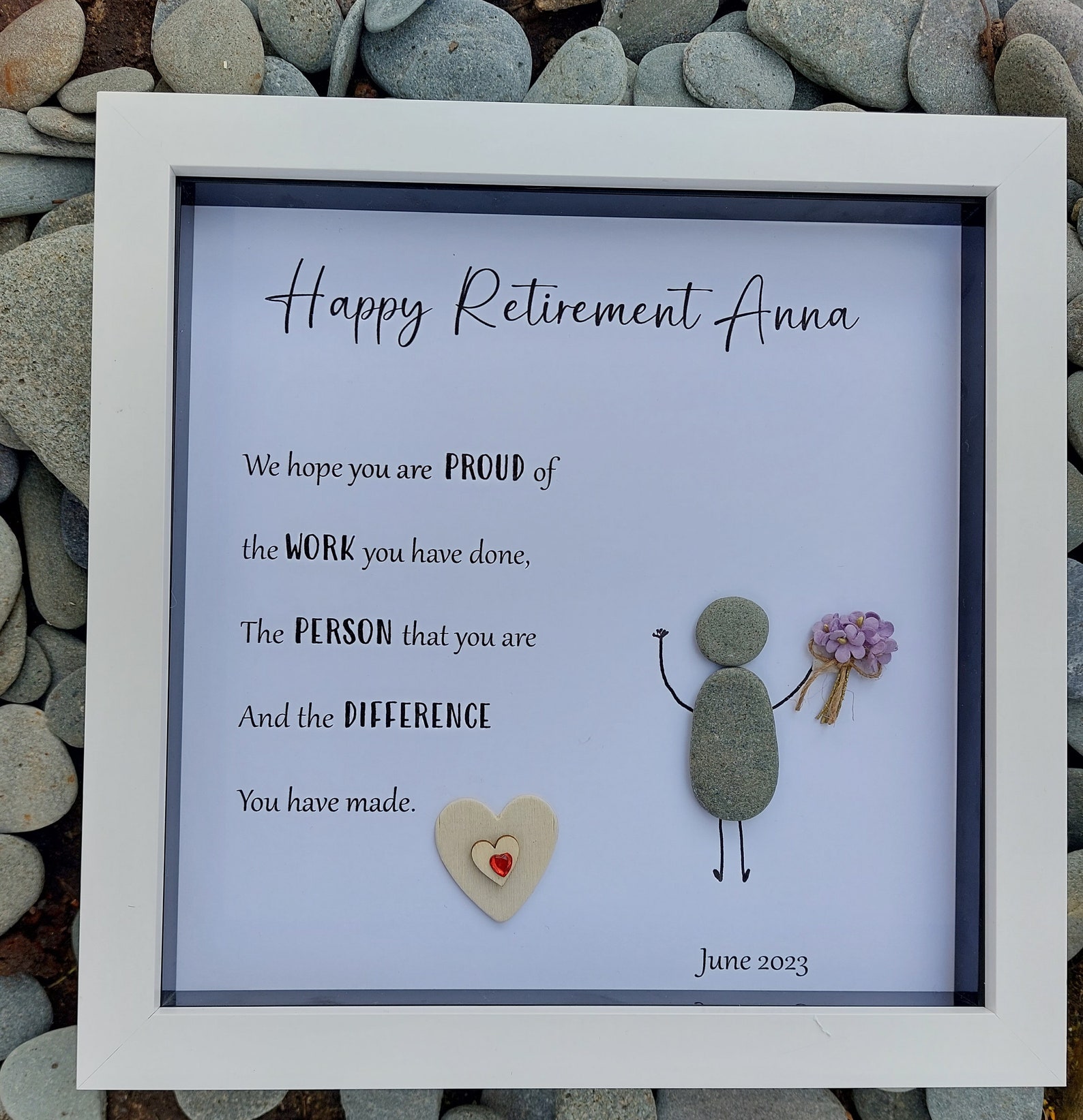 Retirement Gift, Good Luck Present, Pebble Art Picture Framed Poem ...