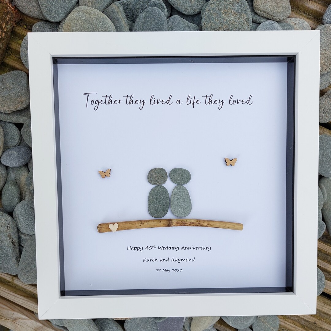 Anniversary Pebble Art: 8x8 Wedding Anniversary Anniversary - Etsy