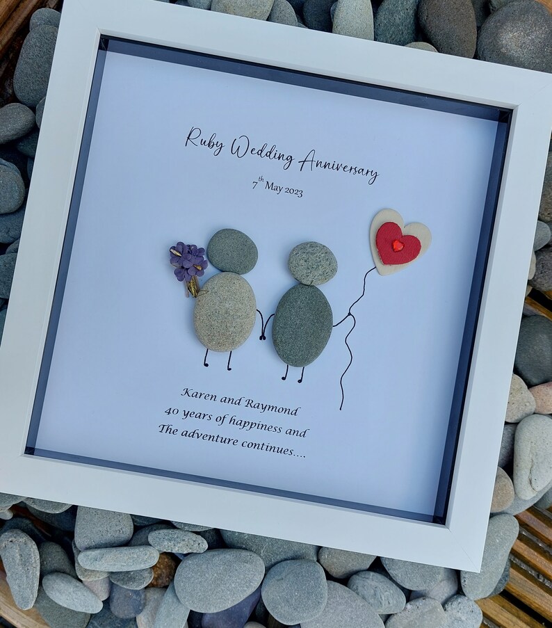 Anniversary Pebble Art: 8x8 Wedding Anniversary, Anniversary Ruby ...