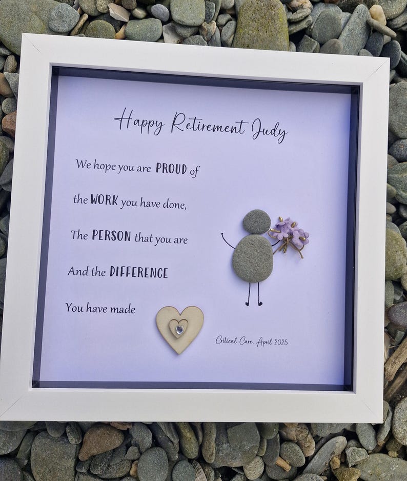 Retirement Gift, Good Luck Present, Pebble Art Picture Framed Poem ...