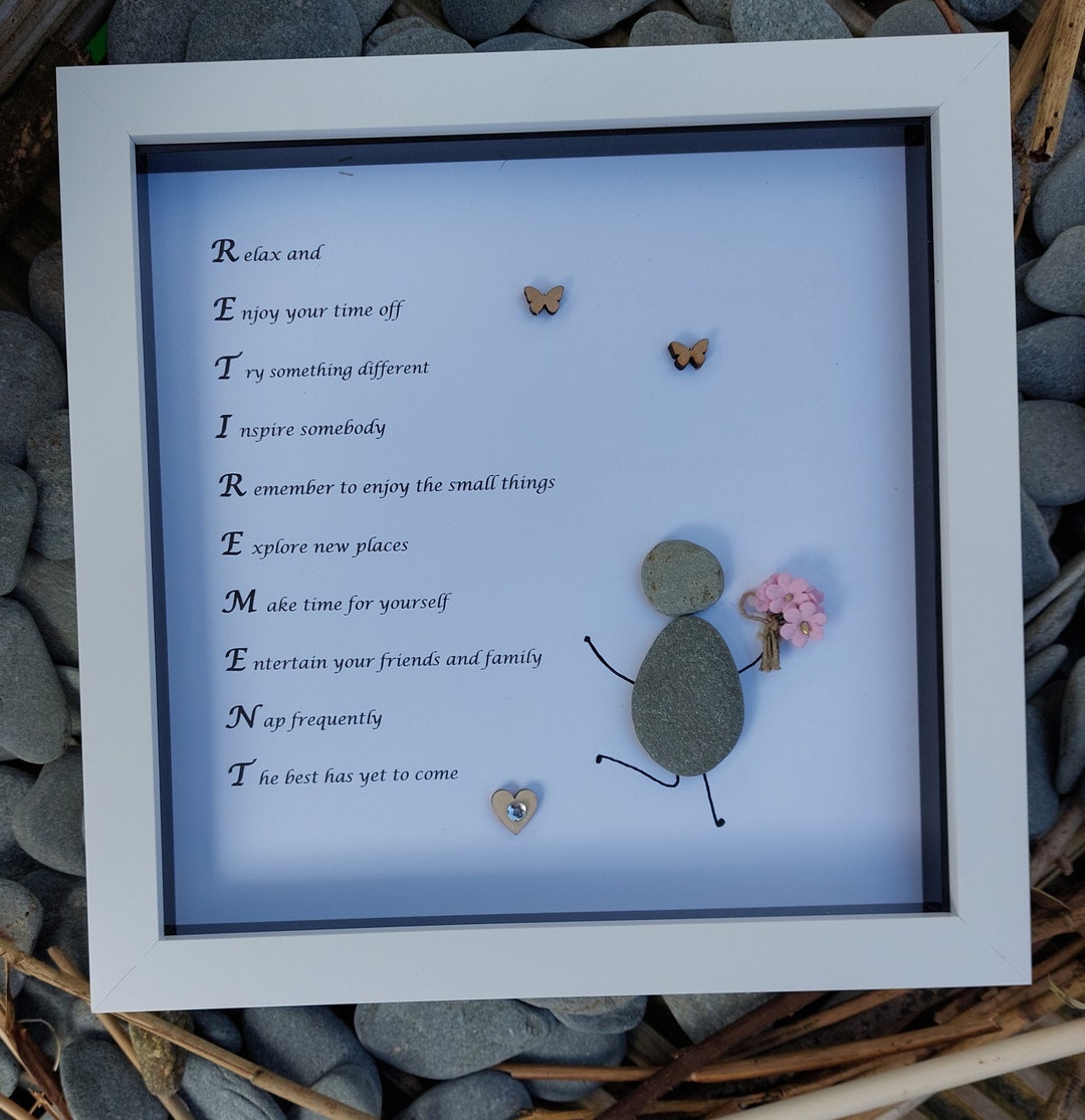 Retirement Gift, Good Luck Present, Pebble Art Picture Framed Poem ...