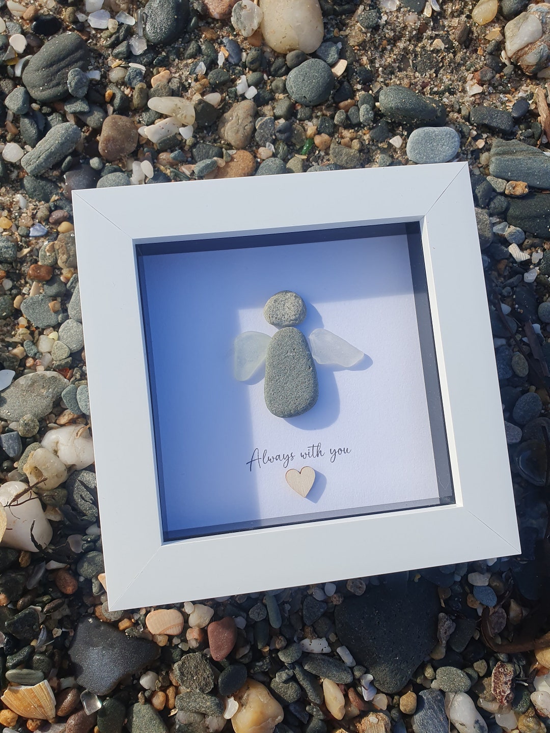 Mini Pebble Art Frame. Guardian Angel. 4x4. Comes Boxed. Bereavement ...