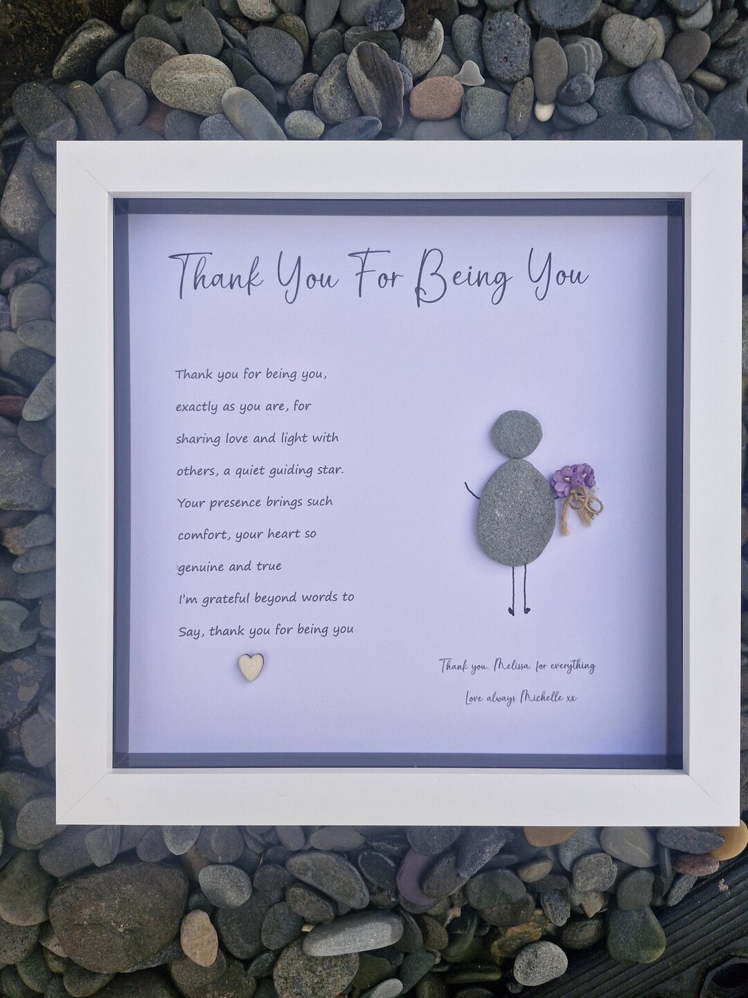 Personalised Friends Framed Gift. Pebble Art . Thank You for Being You ...