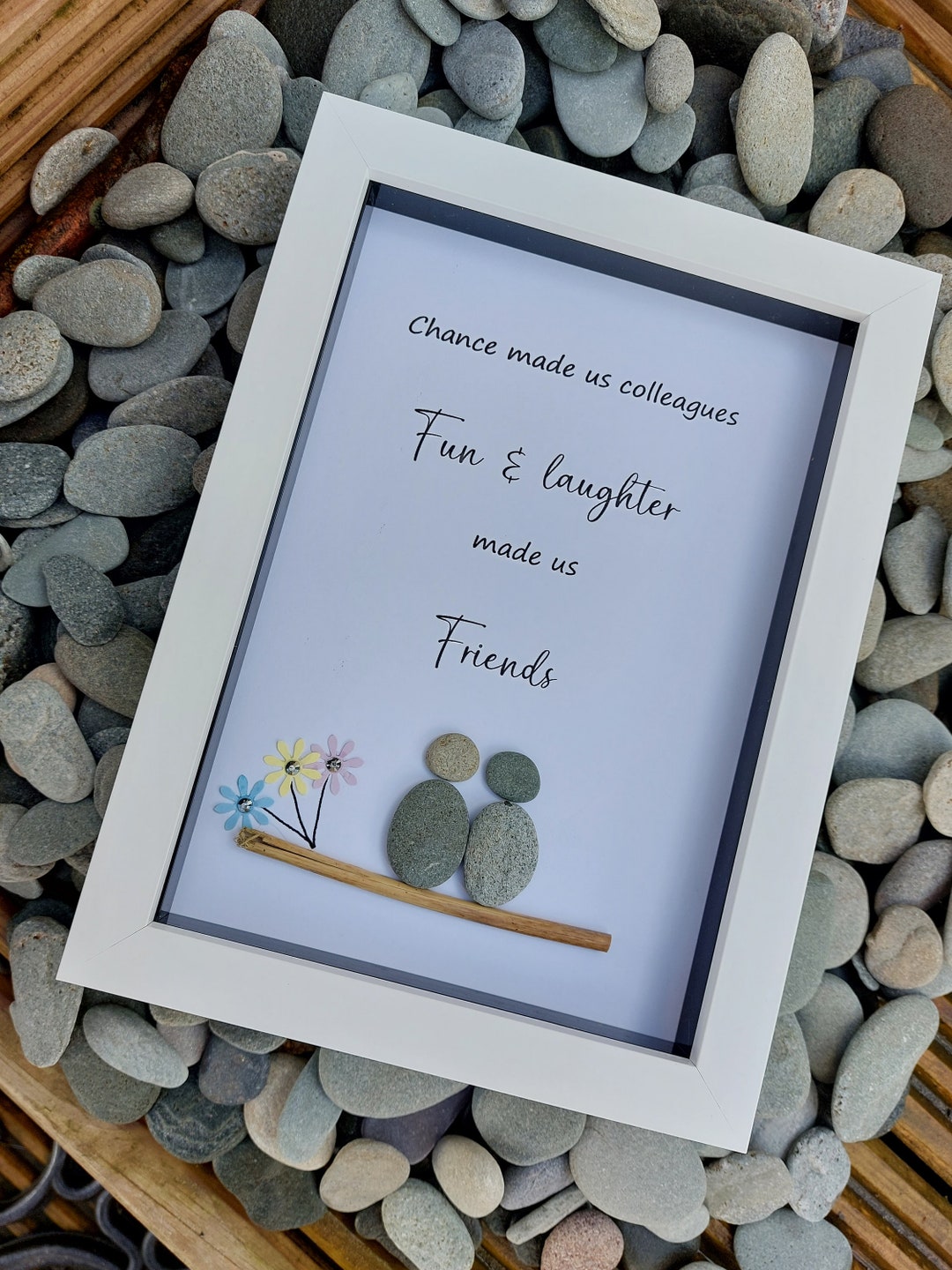 Work Gift. Work Colleagues Pebble Art Picture. Framed. Poem/verse ...