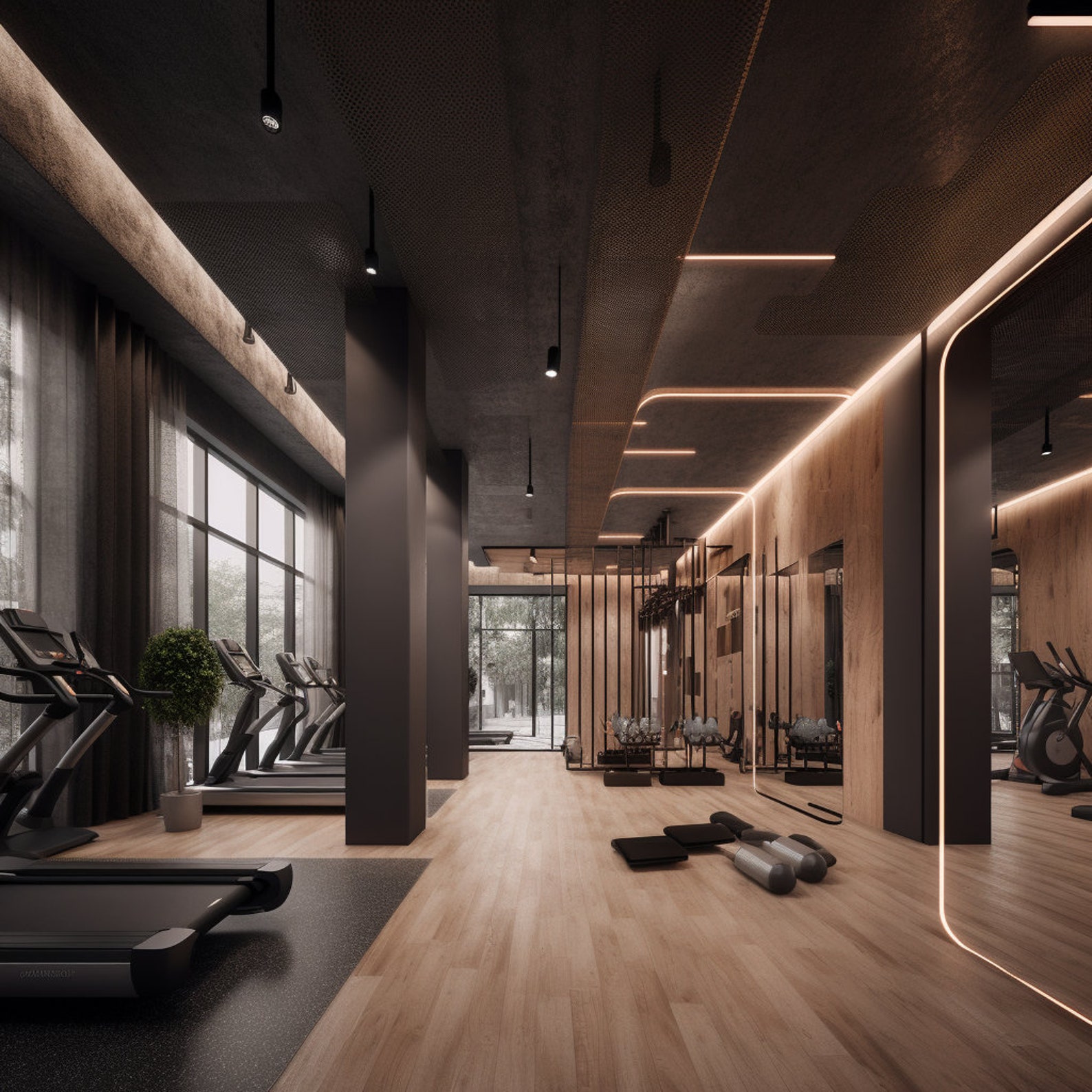 Gym, Commercial Design, Commercial Interior Design, 3D Modeling, 3D ...