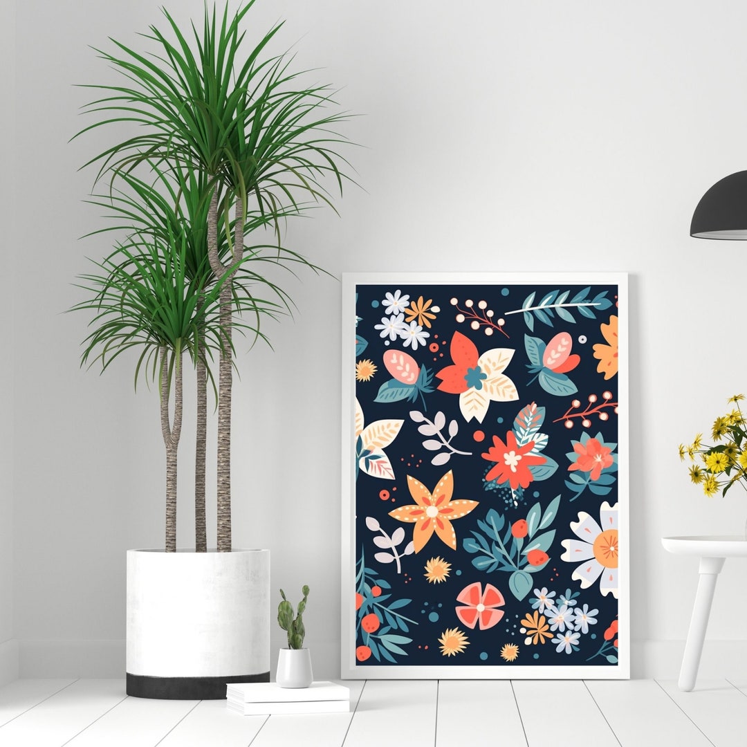 Digital Download Modern Flower Pattern Print Contemporary - Etsy