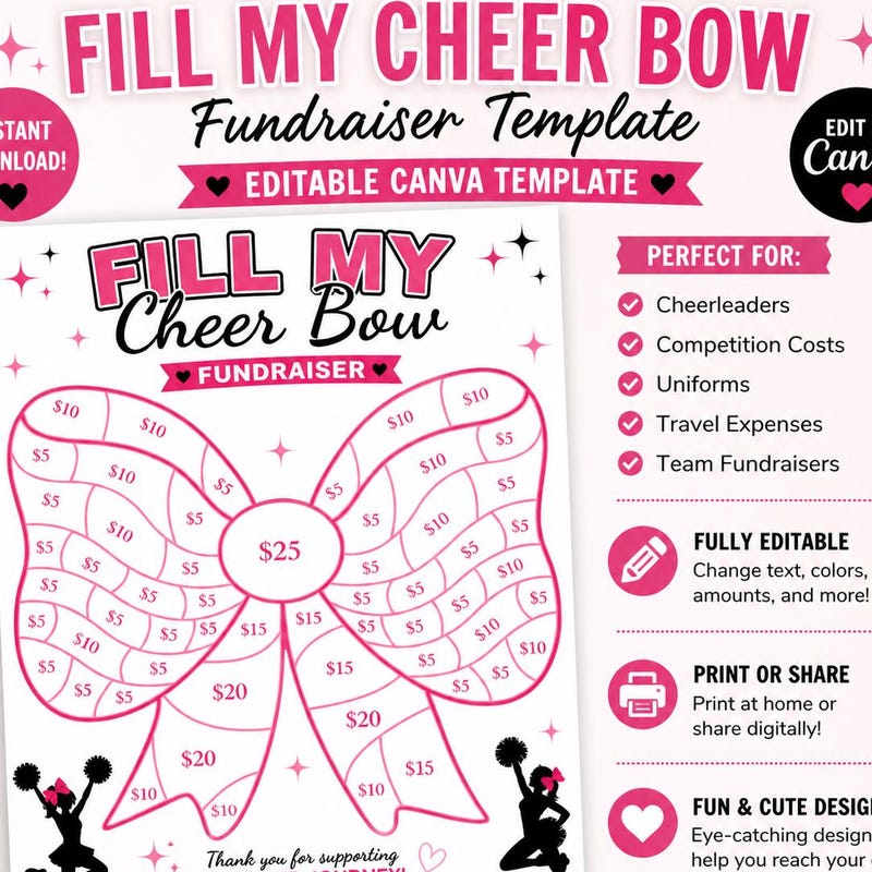 Bow Template Cheer School - Etsy