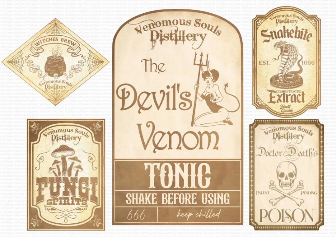Halloween Potion Labels SVG PNG Bundle, Halloween Apothecary Labels ...