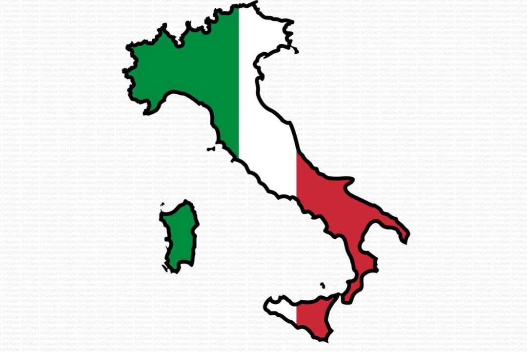 Italy Map Outline With Italian Flag Cricut Files Cut Files SVG PNG ...