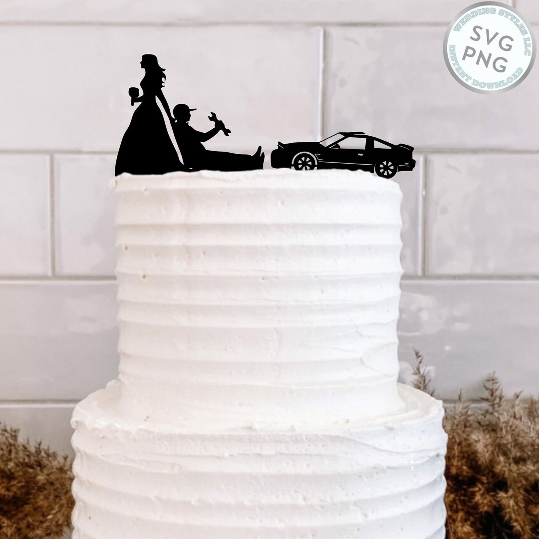 Funny Bride Dragging Mechanic Groom Wedding Cake Topper SVG PNG - Etsy